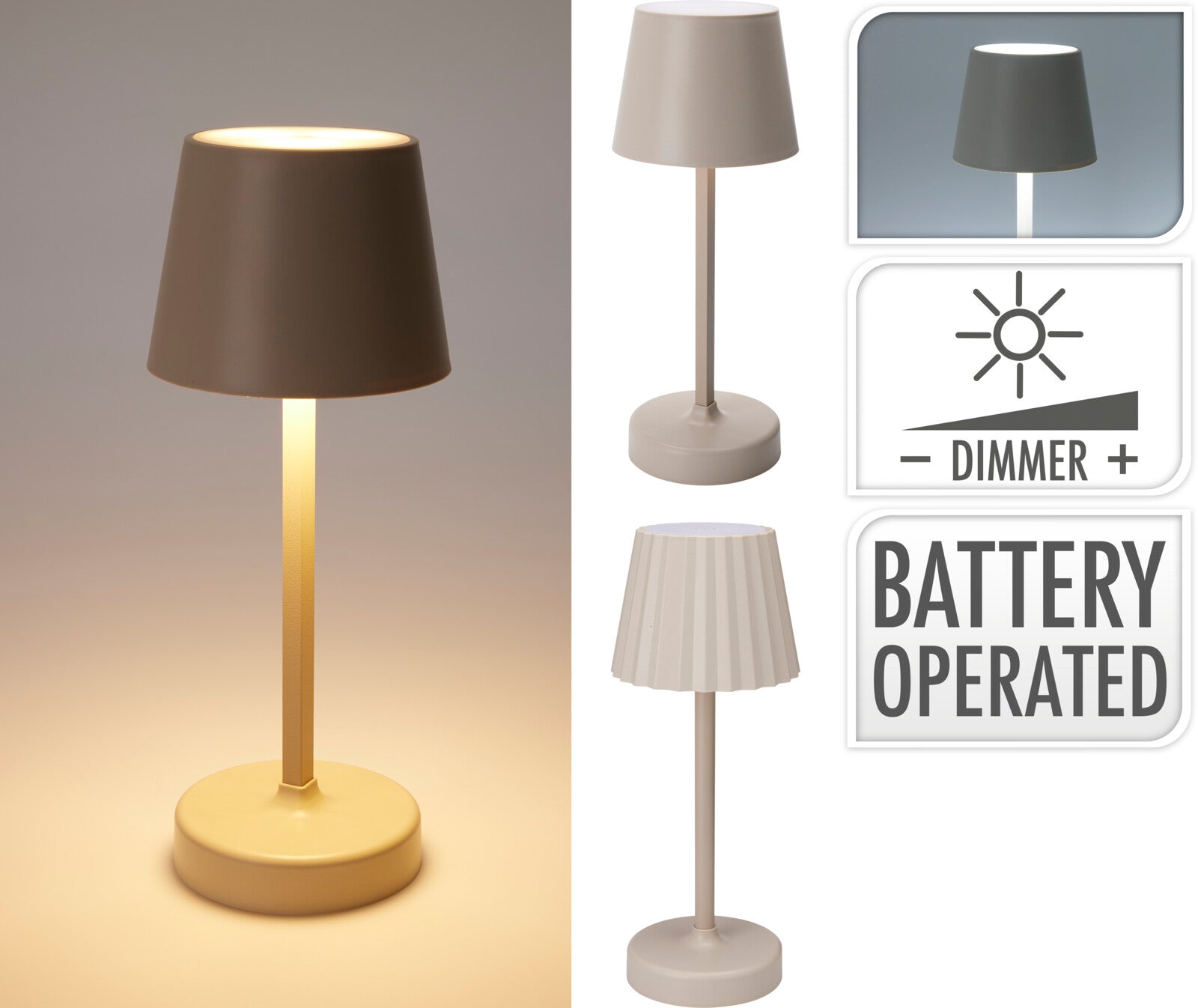 Battery Operated LED Table Lamp with Dimmer Cream – St Peter's Hospice